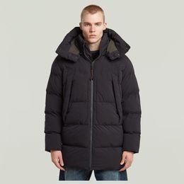 G-Star Raw Parka G-STAR "G-Whistler Padded Hooded 2.0", Herren, Gr. XL, dk schwarz, Web, Obermaterial: 100% Polyester, regular fit h&uuml;ftbedeckend, hoch geschlossener Ausschnitt, elastischer Bund, Jacken Parka, mit Stehkragen, abnehmbare Kapuze
