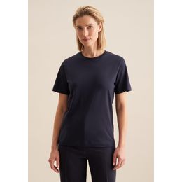 T-Shirt Seidensticker "Schwarze Rose", Damen, Gr. M, blau (navy), 100% Baumwolle, unifarben, regular fit, Rundhals, Shirts T-Shirt, 1/2 Rundhals Uni
