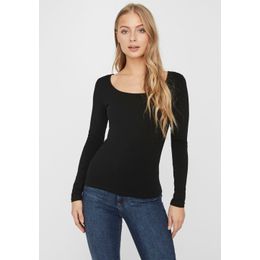 V&eacute;ro Moda Langarmshirt VERO MODA "VMMAXI", Damen, Gr. XL, schwarz, Jersey, Obermaterial: 95% Baumwolle, 5% Elasthan, Basic, sehr figurbetont h&uuml;ftlang, Rundhals, Shirts Langarmshirt, aus Bio-Baumwolle, Topseller