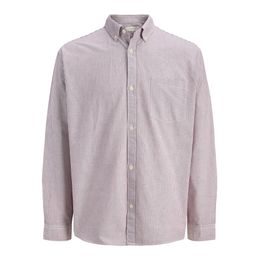 Jack & Jones Langarmhemd JACK & JONES "JORNORREBRO OXFORD SHIRT L/S", Herren, Gr. XS, N-Gr, cabernet stripes:stripes, Web, Obermaterial: 65% Baumwolle, 35% Polyester, gestreift, relaxed fit normal, Hemden Langarmhemd