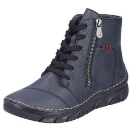 Schn&uuml;rboots Rieker, Damen, Gr. 36, blau (dunkelblau), Lederimitat, Schuhe Schn&uuml;rboots, Schn&uuml;rstiefelette, Casual-Boots mit weicher Innensohle