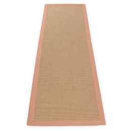 Sisalteppich CarpetFine "Sisal , auch als L&auml;ufer erh&auml;ltlich", orange (pfirsich), B:75cm H:5mm L:350cm, Sisal, Teppiche, Sisalteppich, mit farbiger Bord&uuml;re, Anti Rutsch R&uuml;ckseite, viele Gr&ouml;&szlig;en, Wohnzimmer