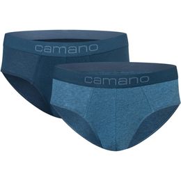 Slip Camano "comfort", Herren, Gr. M, blau (mix, blau), Obermaterial: 95% Baumwolle, 5% Elasthan, unifarben, k&ouml;rpernah, Unterhosen Slip, mit elastischem Logobund