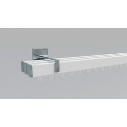 Gardinenstange Indeko "Bern", wei&szlig; (wei&szlig;, chromfarben), L:230cm, Aluminium, Gardinenstangen, Gardinenstange, Innenlauf Komplett-Set inkl. Gleitern und Montagematerial