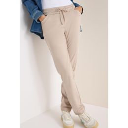 Stoffhose Cecil "Style Tracey", Damen, Gr. M (40), L&auml;nge 30, light sandalwood beige, Web, Obermaterial: 82% Polyester, 18% Elasthan. Futter: 100% Polyester, unifarben, bequem lang, Hosen Stoffhose, mit Gallonstreifen und elastischem Bund mit Tunnelzug