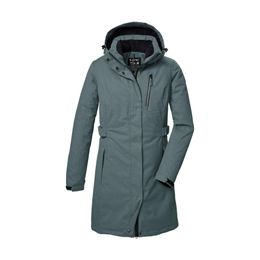 Parka Killtec "KOW 303 WMN PRK", Damen, Gr. 38, blau (graublau), Obermaterial: 100% Polyester;Futter: 100% Polyester;F&uuml;llung: 100% Polyester, Jacken Parka, Wasserdichter, atmungsaktiver Damenparka mit abnehmbarer Kapuze