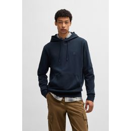 Kapuzensweatshirt BOSS Orange "Wetalk", Herren, Gr. M, blau (404_schwarz_blau), Sweatware, Obermaterial: 100% Baumwolle, unifarben, regular fit h&uuml;ftlang, hoch geschlossener Ausschnitt, weit B&uuml;ndchen, Sweatshirts Kapuzensweatshirt, mit gesticktem BOSS Markenlabel