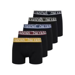 Only & Sons Boxershorts ONLY & SONS "ONSTREY SOLID BOXER 5PACK OTL", Herren, Gr. L, 5 Stk., schwarz detail:rosin, schwarz navy, pt royal, hg, vi, Jersey, Obermaterial: 68% Baumwolle, 27% Polyester, 5% Elasthan, unifarben, bequem, Unterhosen Boxershorts