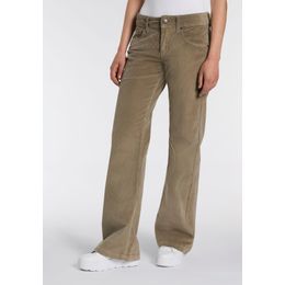 Cordhose Herrlicher "Edna Cord Stretch", Damen, Gr. 32, L&auml;nge 34, timber, Cord, Obermaterial: 98% Baumwolle, 2% Elasthan, unifarben, ausgestellt normal, Hosen Cordhose, im Flared Fit