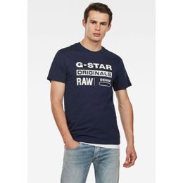 G-Star Raw Rundhalsshirt G-STAR "Swando", Herren, Gr. L (52/54), blau (navy), Single Jersey, Obermaterial: 100% Baumwolle, normal, Rundhals, Shirts Rundhalsshirt