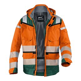 K&Uuml;BLER WORKWEAR K&uuml;bler PSA Reflectiq Jacke 1307 warnorange/moosgr&uuml;n XS ; K&uuml;bler Workwear (13078332-3765-XS)