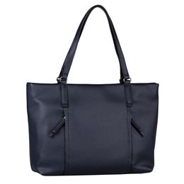 Shopper Tom Tailor "Beca", Damen, Gr. B/H/T: 44cm x 30cm x 12cm, blau (dunkelblau), Polyurethan, clean, gepflegt, unifarben, Taschen Shopper, aus hochwertigem Kunstleder mit funktionalen Details