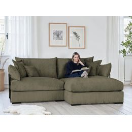 Ecksofa Home Affaire "Casa XL L-Form, Breite 190 cm", khaki, B:190cm T:187cm, 100% Polyester, Sofas, Ecksofa, Mega-Sofa, Cord oder Chenille-Struktur w&auml;hlbar, mit Federkern