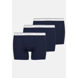 Boxershorts Bugatti "Pisa", Herren, Gr. 7 (XL), blau, Single Jersey, Obermaterial: 95% Baumwolle, 5% Elasthan, k&ouml;rpernah, Unterhosen Boxershorts, breiter Bund, mit Logo, atmungsaktiv, Baumwollmix, eng, basic