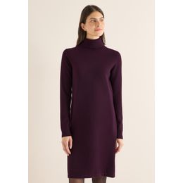 Strickkleid Cecil, Damen, Gr. L (42), N-Gr, eggplant rot, Strick, Obermaterial: 33% Polyester, 31% Polyacryl, 24% Baumwolle, 12% Nylon, unifarben, regular fit knielang, hoch geschlossener Ausschnitt, Rippstrickb&uuml;ndchen, Kleider Strickkleid, mit Rollkragen, knielang