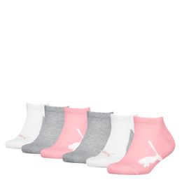 Sneakersocken Puma "Puma KIDS BWT SNEAKER 6P ECOM", M&auml;dchen, Gr. 27-30, rosa (pink, grau), Materialmix, unifarben mit Farbeinsatz, Socken Sneakersocken, mit verst&auml;rkten N&auml;hten