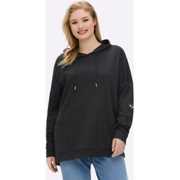 Sweatshirt sheego, Damen, Gr. 44/46, schwarz, 50% Baumwolle, 50% Modal, unifarben, Sweatshirts Sweatshirt