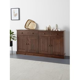 Sideboard OTTO HOME "Liotta", braun, B:158cm H:80cm T:34cm, FSC-zertifiziertes Massivholz, Sideboards, Sideboard
