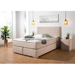 Boxspringbett Home Affaire "&Ouml;stermoor", beige, B:158cm L:205cm, Komplettbetten, Boxspringbett, in H2, H3 oder H4 erh&auml;ltlich