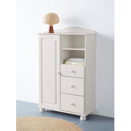 Highboard OTTO HOME "Mette", wei&szlig;, B:80cm H:125cm T:34cm, FSC-zertifiziertes Massivholz, Sideboards, Highboard, Stauraumschrank mit 3 Schubladen und verstellbaren Einlegeb&ouml;den
