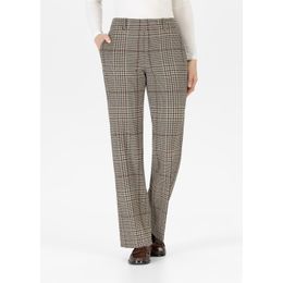 Stoffhose Stehmann "Fenja", Damen, Gr. 34, N-Gr, potting soil, Web, Obermaterial: 51% Polyester, 48% Baumwolle, 1% Elasthan, kariert, straight fit lang, Hosen Stoffhose, kariert, im Karo-Look und mit Bundfalte