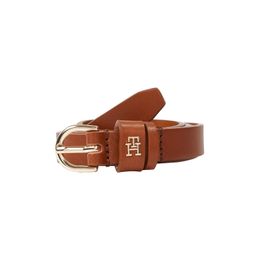 Lederg&uuml;rtel Tommy Hilfiger "ESSENTIAL EFFORTLESS 1.5", Damen, Gr. 70, braun (cognac), Rindsleder, unifarben, G&uuml;rtel Lederg&uuml;rtel, Ovale Einfachdornschlie&szlig;e, Logoemblem, Topseller