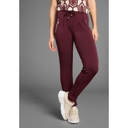 Jogger Pants Laura Scott, Damen, Gr. 34, N-Gr, rot (bordeaux), Jersey, Obermaterial: 95% Polyester, 5% Elasthan, bequem kn&ouml;chellang, Hosen Jogger Pants, mit Rei&szlig;verschlusstaschen