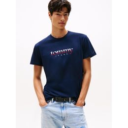 T-Shirt Tommy Jeans "aus Jersey mit Logo", Herren, Gr. XL, blau (schwarz night navy), Single Jersey, Obermaterial: 100% Baumwolle, regular fit normal, Shirts T-Shirt, Topseller