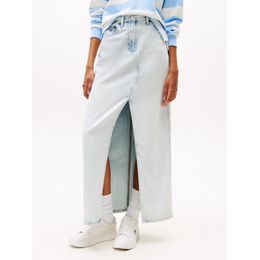 Jeansrock Tommy Jeans "CLAIRE MAXI SKIRT CI6011", Damen, Gr. 29, blau (denim ultra light), Denim/Jeans, Obermaterial: 62% Baumwolle, 38% Lyocell, unifarben, kn&ouml;chellang, R&ouml;cke Jeansrock