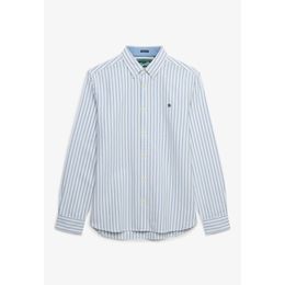 Langarmhemd Superdry "PREPPY OXFORD L/S SHIRT", Herren, Gr. L, N-Gr, classic blau, optic stripe, Web, Obermaterial: 100% Baumwolle, gestreift, regular fit normal, Hemden Langarmhemd, Baumwolle, regular fit
