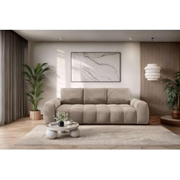 3-Sitzer OTTO HOME "AZITA optionale Schlafsofa mit Bettkasten, Breite 253cm", taupe, B:253cm H:87,5cm T:113cm, 100% Polyester, Sofas, 3-Sitzer, Sofa mit Wellenunterfederung, Bubble-Optik, Verl&auml;ssliche Qualit&auml;t