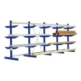 Bito Kragarmregal Set / NT500 IPE120 TypL H2480xL5356xT1120 mm 6 St&auml;nder, doppelseitig enzianblau (17919)