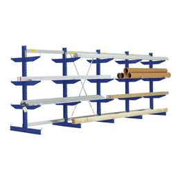 Bito Kragarmregal Set / NT400 IPE120 TypL H2480xL3245xT920 mm 4 St&auml;nder, doppelseitig enzianblau (17912)