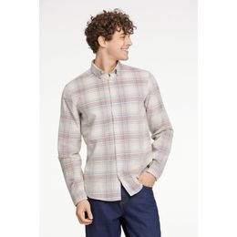 Langarmhemd LINDBERGH, Herren, Gr. S, N-Gr, beige (ecru check), Web, Obermaterial: 100% Baumwolle, kariert, regular fit taillenbedeckt, ohne Ausschnitt, Manschette, Hemden Langarmhemd, mit modernem Karomuster