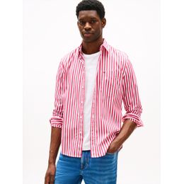 Langarmhemd Tommy Hilfiger "FLEX POPLIN BOLD STRIPE SHIRT", Herren, Gr. XL, N-Gr, rosa (vivacious pink, stripe), Web, Obermaterial: 100% Baumwolle, regular fit, 1-Knopf-Manschette, Hemden Langarmhemd