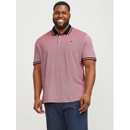 Jack & Jones PlusSize Poloshirt "Paulus Polo", Herren, Gr. 3XL, rot, Piqu&eacute;, Obermaterial: 100% Baumwolle, JACK & JONES PLUSSIZE, meliert, normal normal, gerader Abschluss kontrastfarben, Shirts Poloshirt, bis Gr&ouml;&szlig;e 6XL