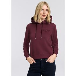 Hoodie Gant "REG TONAL SHIELD HOODIE", Damen, Gr. L, grau (plum wine), Sweatware, Obermaterial: 78% Baumwolle, 22% Polyester, regular fit h&uuml;ftlang, Rippb&uuml;ndchen, Sweatshirts Hoodie, Ton in Ton Stickerei, Rippb&uuml;ndchen
