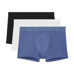 Boxershorts HOM "Armand", Herren, Gr. XL, wei&szlig; (schwarz, blau, wei&szlig;), Obermaterial: 95% Baumwolle, 5% Elasthan, k&ouml;rpernah, Unterhosen Boxershorts, ohne Eingriff, weich, Cotton-Mix, bequem