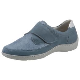 Waldl&auml;ufer Klettschuh WALDL&Auml;UFER "HENNI-Soft", Damen, Gr. 5,5 (38,5), blau (jeansblau, silberfarben), Nubukleder, Textil, unifarben mit Farbeinsatz, Schuhe Klettschuh, Komfortschuh, Freizeitschuh mit Textil-Stretch, H-Weite, Topseller