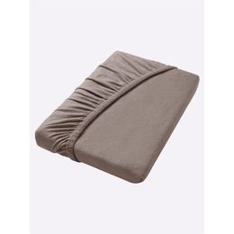 Spannbettlaken Irisette Gr. 2, grau (taupe), B/L: 160cm x 200cm, 1 Stk., Frottee, 25cm, Frottee, 75% Baumwolle, 25% Polyester, Bettlaken, Spannbettlaken