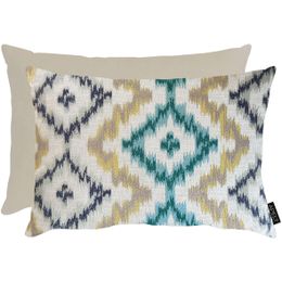 Dekokissen Apelt "Milan in Ikat-Design", natur, blau, ornament, B:35cm H:10cm L:45cm, Mischgewebe, Dekokissen_Sitzkissen_Kissenh&uuml;llen, Dekokissen, inclusive Soft-Kissenf&uuml;llung 100% PES