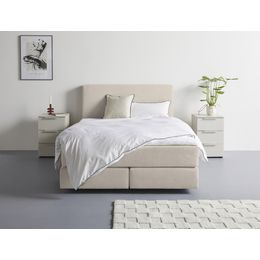 Boxspringbett "Zalia erh&auml;ltlich in verschiedenen Breiten, inkl. Toppper", beige, B:145cm L:217cm, LeGer Home by Lena Gercke, Komplettbetten, Boxspringbett, wahlweise mit Bonnell- oder 7-Zonen-Tonnentaschenfederkern