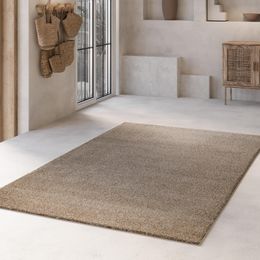 Hochflor-Teppich WECON HOME BASICS "Nova, auch als L&auml;ufer, auch quadratisch", beige (sand beige), B:120cm H:25mm L:170cm, Polyester, Teppiche, Hochflor-Teppich, Shaggy gewebt, L&auml;ufer, robust, Wohnzimmer, Schlafzimmer