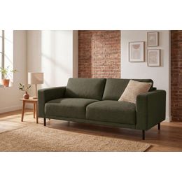 2,5-Sitzer Home Affaire "Sveeva, Kompaktsofa, B.183 cm, schwarze Metallf&uuml;&szlig;e", khaki, B:183cm H:78cm T:90cm, 100% PES, Sofas, 2 5-Sitzer, langlebiger Webstoff, mit Wellenunterfederung, viele Farben