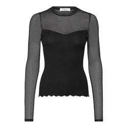 Langarmshirt rosemunde "Bernadine Shirt", Damen, Gr. M, schwarz, Strick, Obermaterial: 100% Baumwolle, unifarben, figurbetont h&uuml;ftlang, Rundhals, Shirts Langarmshirt, Spitzeneinsatz an Brust und &Auml;rmeln, feminin, bequem, reine Baumwolle