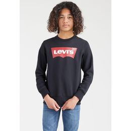 Sweatshirt LEVI'S KIDS "LVB LVB FRENCH TERRY BATWING", Jungen, Gr. 3/98, schwarz, Sweatware, Obermaterial: 60% Baumwolle, 40% Polyester, bedruckt, Basic normal, Rundhals, Rippb&uuml;ndchen, Sweatshirts Sweatshirt, mit gro&szlig;em Logo
