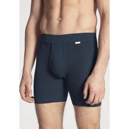 Langer Boxer Calida "Cotton 1:1", Herren, Gr. M (50), blau (admiral), Interlock, Obermaterial: 100% Baumwolle, unifarben, normal, Unterhosen Langer Boxer, elastischer Softbund, Eingriff, Feinripp-Qualit&auml;t, langes Bein