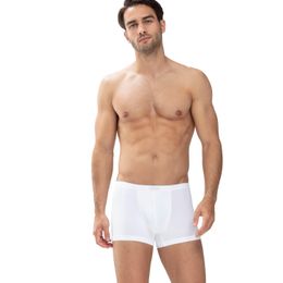 Boxer Mey "Dry Cotton", Herren, Gr. 5M, wei&szlig;, Single Jersey, Obermaterial: 57% Baumwolle, 38% Polyester, 5% Elasthan, unifarben mit Farbeinsatz, k&ouml;rpernah, Unterhosen Boxer, klassischer Sitz, kurzes Bein