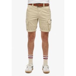 Cargobermudas Superdry "CORE CARGO SHORT", Damen, Gr. 28, N-Gr, beige (sand), Web, Obermaterial: 97% Baumwolle, 3% Elasthan, unifarben, straight fit knielang, Hosen Cargobermudas