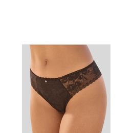 String Lascana, Damen, Gr. 48/50, schwarz, Spitze, Obermaterial: 87% Polyamid, 13% Elasthan, k&ouml;rpernah, Unterhosen String, rundherum aus floraler, dezent transparenter Spitze